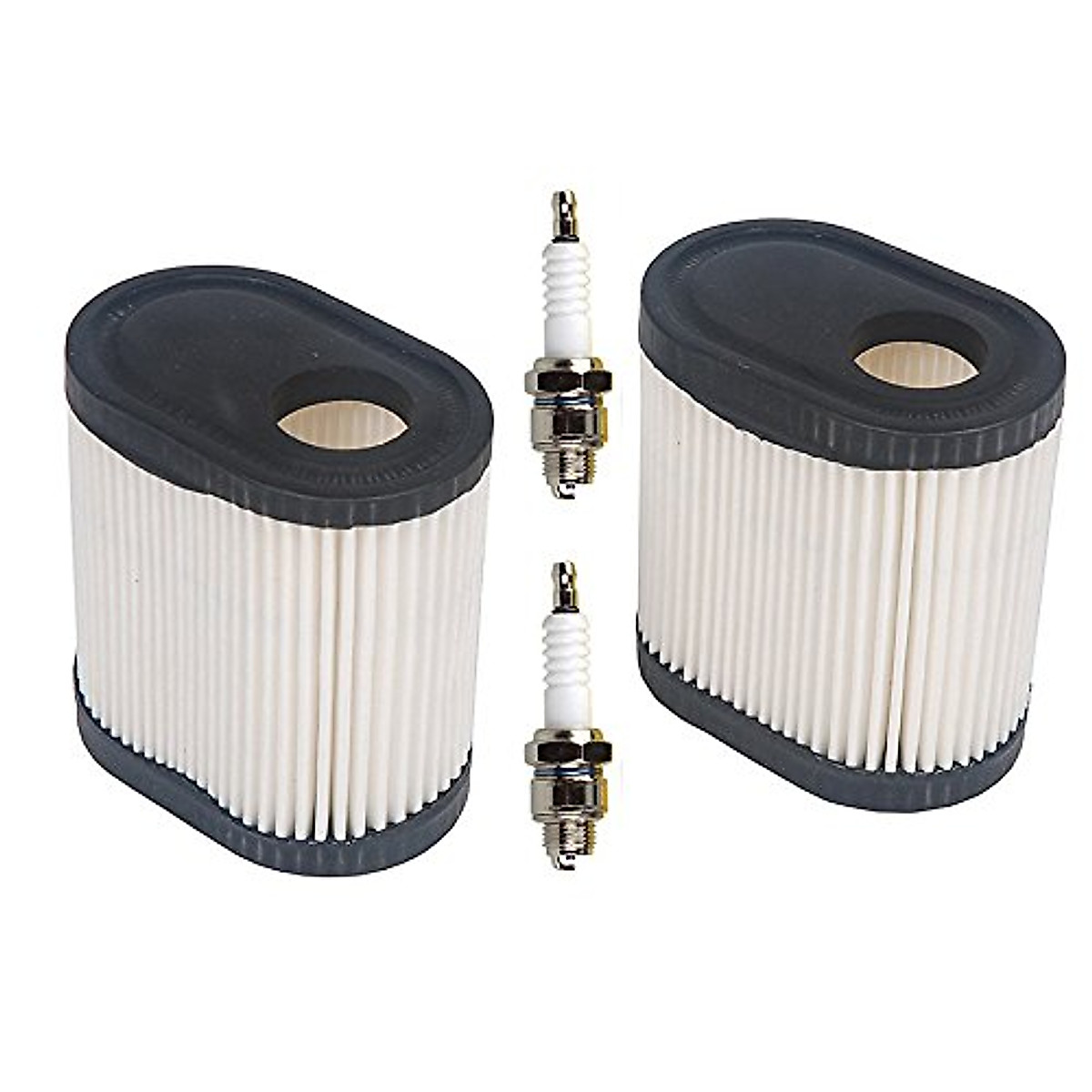 HIFROM (2 Set Air Filter with Spark Plug Compatible with Tecumseh LEV100 LEV115 LEV120 OVRM65 with 5.5 HP Engines 36905 740083A
