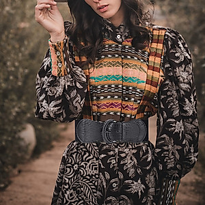 Valleycomfy 3 Pieces Women Elastic Wide Belt for Ladies Dresses,PU Leather Stretchy Dress Belt,Vintage Wide Belt for Women Dress,31"-38"