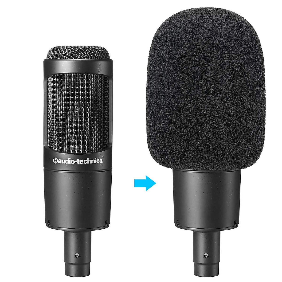 AT2020 Pop Filter Foam Cover - Large Mic Windscreen for AT2020 AT2020USB+ AT2035 Condenser Microphone to Blocks Out Plosives