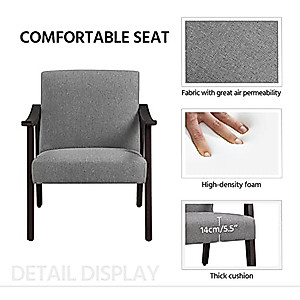 Yaheetech Accent Chair, Mid-Century Living Room Chair, Modern Linen Fabric Side Chair with High Back for Living Room/Office/Bedroom, Minimalist, Dark Gray
