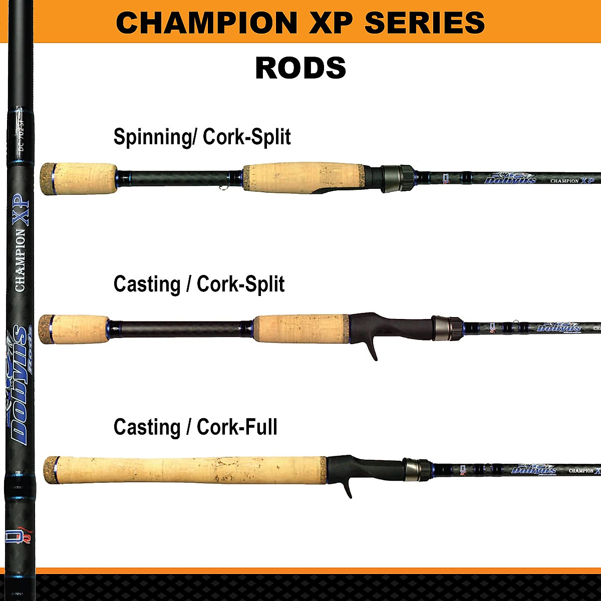 Dobyns Rods Champion Series 7’6” Casting Bass Fishing Rod DC764C Heavy Fast Action | Modulus Graphite Blank w/Kevlar Wrapping | Fuji Reel Seat | Baitcasting | Line 10-20lb Lure ¼ -1 ½oz