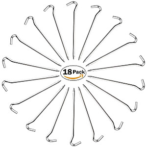 Tent Pegs - 18Pcs Aluminium Tent Stakes Pegs with Hook - 7’’ Hexagon Rod Stakes Nail Spike Garden Stakes Camping Pegs for Pitching Camping Tent, Canopies