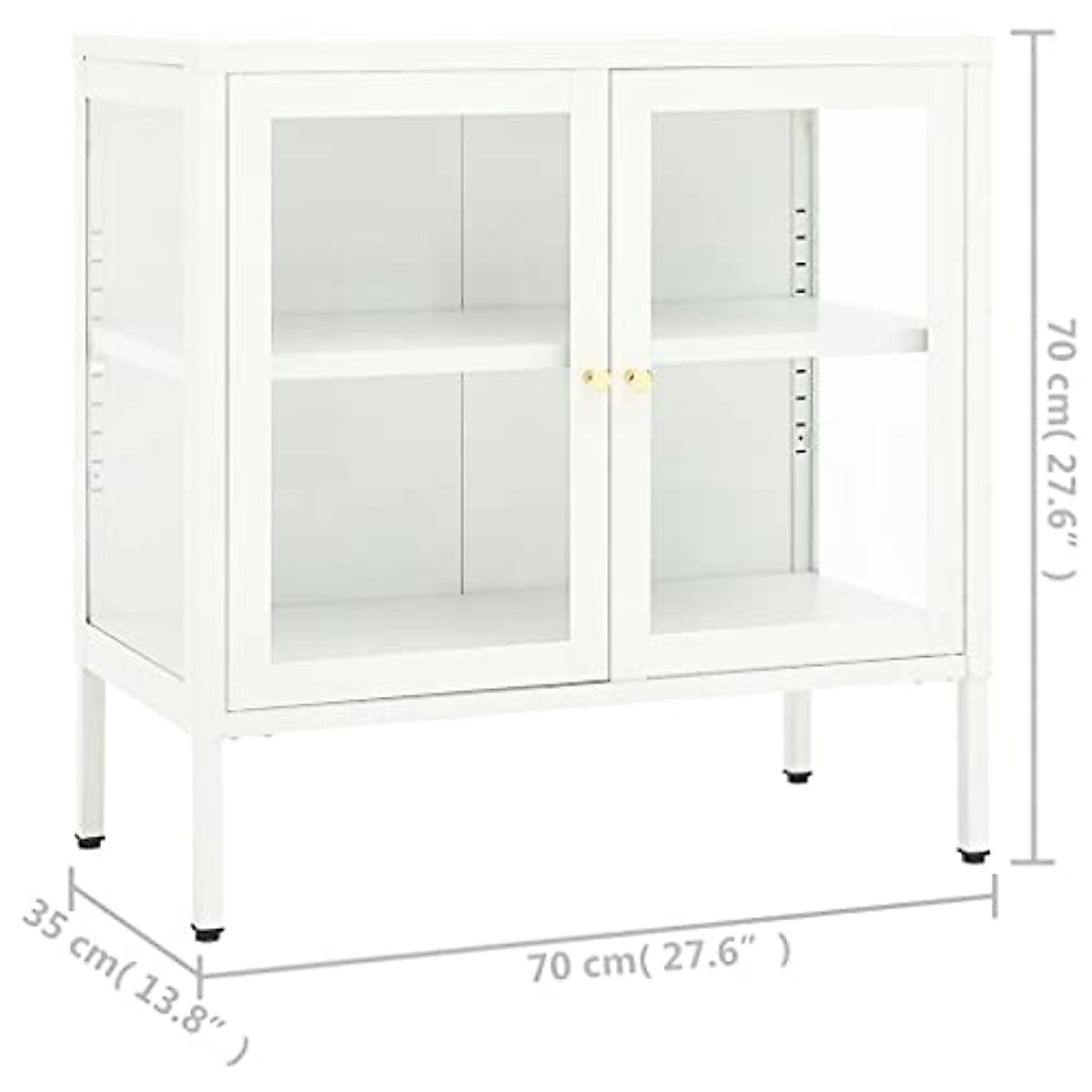 Homvdxl Metal Sideboard Buffet Cabinet, Kitchen Storage Cabinet with 2 Glass Doors & Adjustable Shelves, Double Wide Buffets Table for Bar, Dining Room, Cupboard Console Table 28x14x28 White
