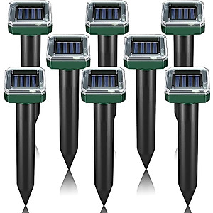 Pack of 8 Solar Mole Repellent Sonic Gopher Repellent Vole Chaser Mole Deterrent Sonic Spikes Rodent Repellent Ultrasonic Pest Control Outdoor Keep Moles Out of Yard Lawn