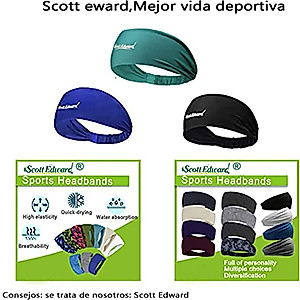 Scott Edward Women Headband (4 Pack), Women Sweatband & Sports Headband for Yoga, Golf, Gym, Camping, Running,Tennis (Sky Blue/Blue/Dark Green/Black)