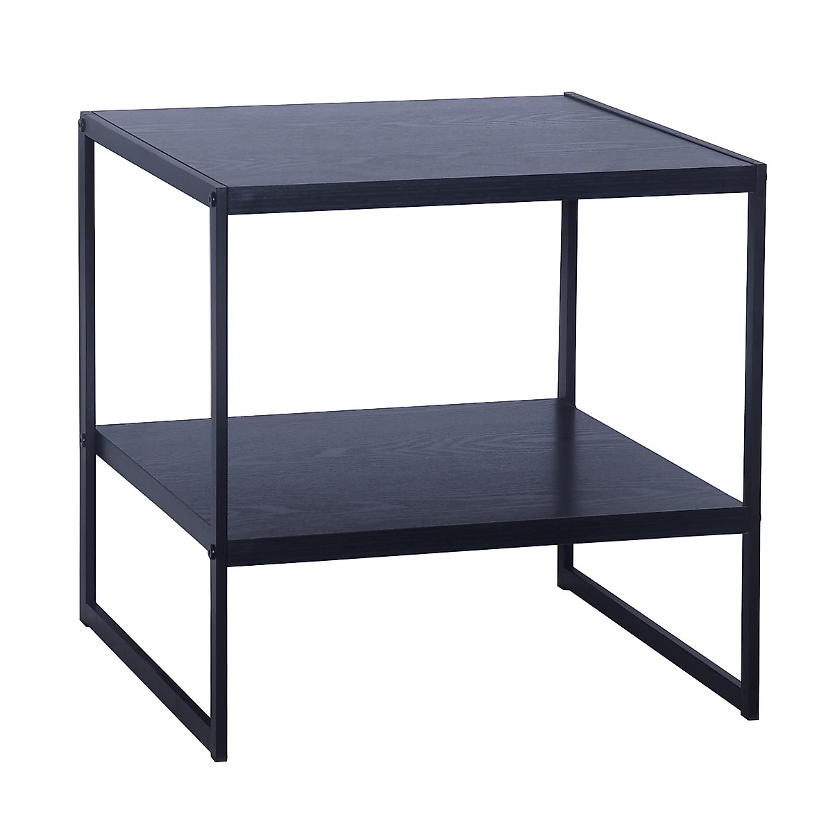 Household Essentials Black Oak Square Side Table with Shelf