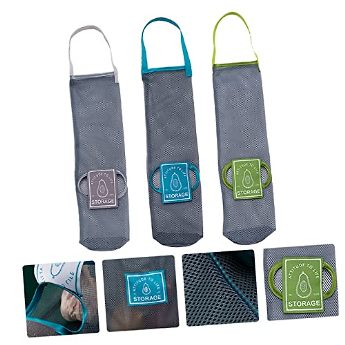 CIYODO 3pcs Holder of Household Storage Onions Fruit Small Hanging Potatoes Large Kitchen Food Mesh Vegatable Organizer for Sorting and Long Tote Vegetable Net Vegetables Potato Portable