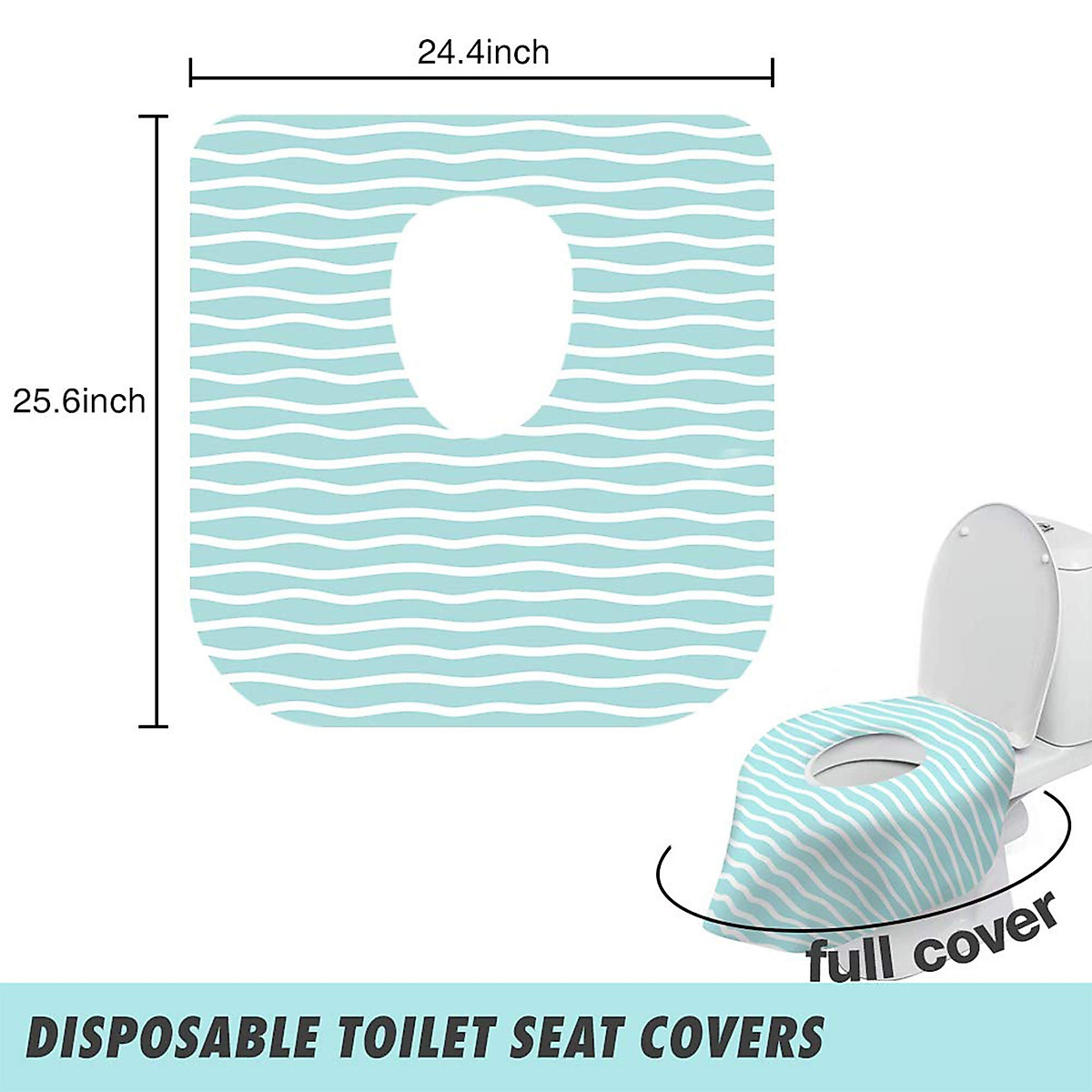 18FTRabbit 25 Packs Disposable Toilet Seat Covers - Full Cover Individually Wrapped Portable Potty Covers for Travel, Adult, The Pregnant, Kids and Toddler Potty Training (Wave)