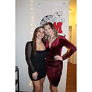 HUHOT Wedding Guest Dress Fall 2023 Elegant Classy Formal Dresses for Women Cocktail Long Sleeve Bodycon V Neck Evening Dresses Sexy Wine Red