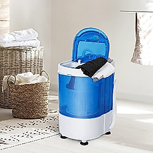 HomGarden 6.6lbs Capacity Mini Washing Machine for Compact Laundry, Portable Single Translucent Tub Washer with Timer Control and Spin Cycle Basket