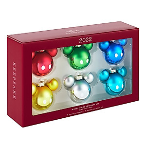 Hallmark Keepsake Christmas Ornament 2022, Disney Mickey Mouse, Glass Set of 6