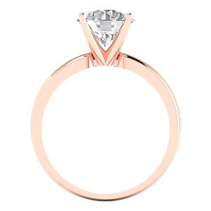 Clara Pucci 2.0 ct Round Cut Solitaire Moissanite Engagement Wedding Bridal Promise Anniversary Ring in 18K Rose Gold Size 8.75