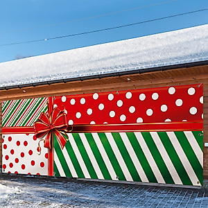 Wovweave Christmas Banners Merry Box Outdoor Wall Cover Decorations Hanging Backdrop Banner for New Year Mural Winter Holiday Party Background Supplies