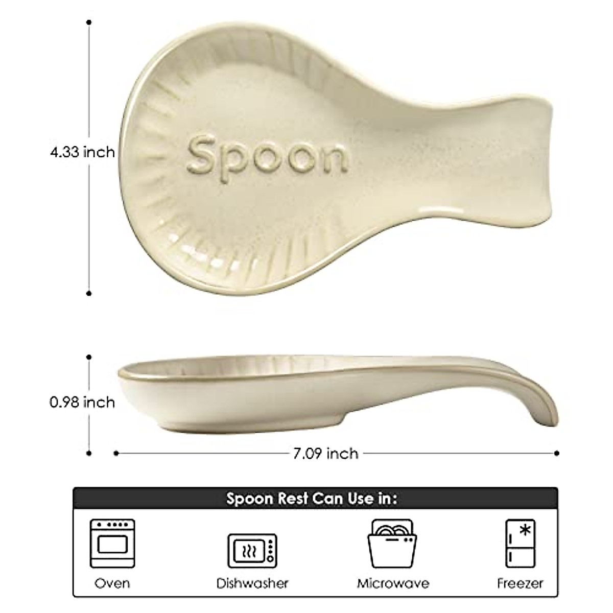 Spoon Rest,MEKY Spoon Rest for Stove Top, Farmhouse Spoon Rest for Kitchen, Safe Dishwasher, Anti-scratch Coffee Spoon Rest, Heat-Resistant Cooking Utensil Rest-Wheat Color