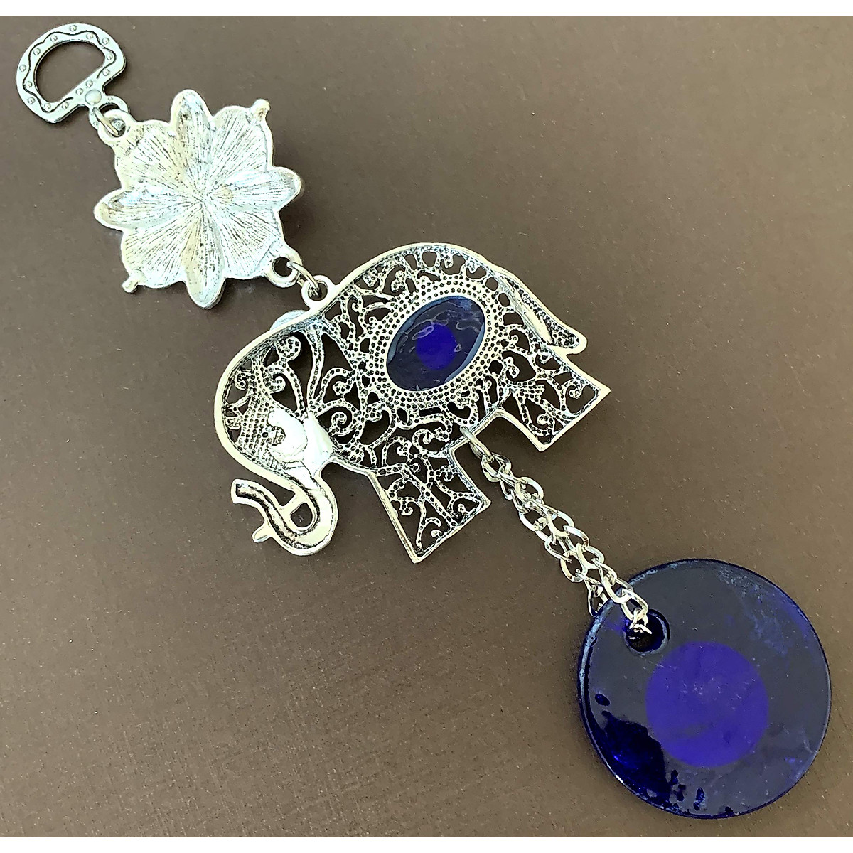 Retro Design Turkish Blue Evil Eye with Lucky Elephant Amulet Home Office Hanging Ornament Blessing Gift -CL08
