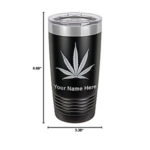 LaserGram 20oz Vacuum Insulated Tumbler Mug, Marijuana leaf, Personalized Engraving Included (Black)