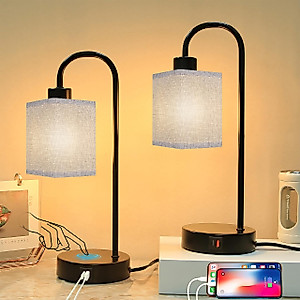 Ruiever Square Lampshades Set of 2, Linen Lampshades L6.3"x W6.3" x H9.84" High, Easy Assembly Replacement Fabric Lampshades for Table Lamps Floor Lamps, Gray Color Lampshade