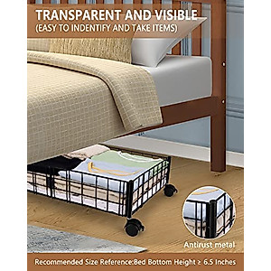 Under Bed Storage with Wheels, Underbed Storage Containers, Foldable Bedroom Storage and Organization with Handles, Underbed Storage Drawer for Shoes, Clothes, Toys, Blankets and Bedding (2 Pack, Black)