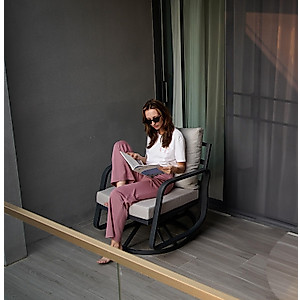 Patio Chairs Swivel Rocker Set: 1Set Aluminum Alloy Ensemble with 360° Swivel Rocking Chairs, Rust-Resistant Frame Cushions -Perfect for Backyard, Deck, Porch, and Balcony Decoration (1chair Only)