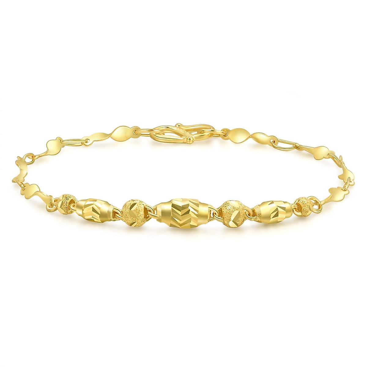 CHOW SANG SANG 999.9 24K Solid Gold Price-by-Weight 3.36g Gold Simple Modern Twisted Link Bracelet for Women 64726B | 6.6", (17 CM)