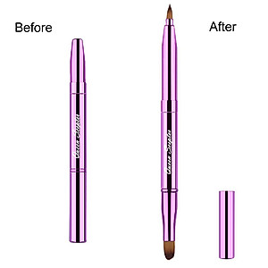 2 Pieces Retractable Eyebrow Lip Brush Soft Eyelash Makeup Brush Set With Cap Concealer Eyeliner Travel Cosmetic Brushes