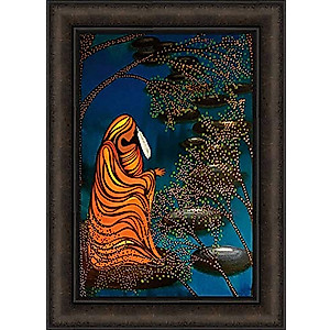 Water Prayers by Betty Albert 16x22 Native American Indian Woman Lake Rocks Feather Framed Art Print Wall Décor Picture