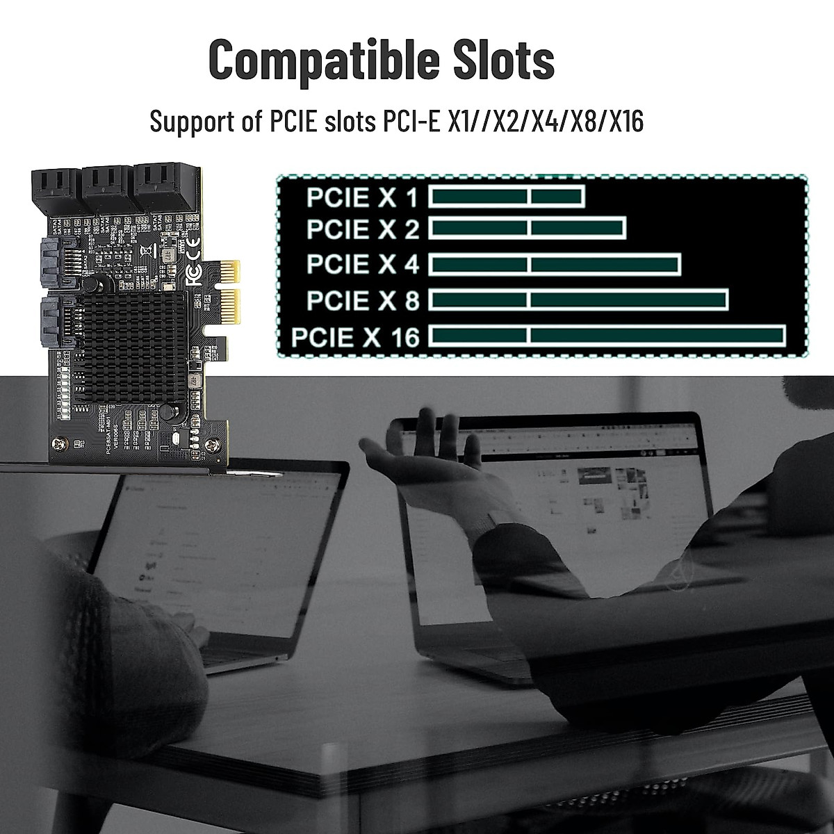 PCIE SATA Cards, Ports SATA III 6Gbps Controller Cards with Low Bracket, PCIE (1X 2X 4X 8X 16X) SATA3.0 Interface Expansion Cards for 7/8/XP/10 for Linux