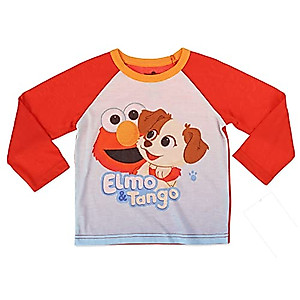 Sesame Street Pajamas for Toddlers, 2-Piece Pajama Long-Sleeve Shirt and Loungepant Set, Elmo Red, Toddler 2