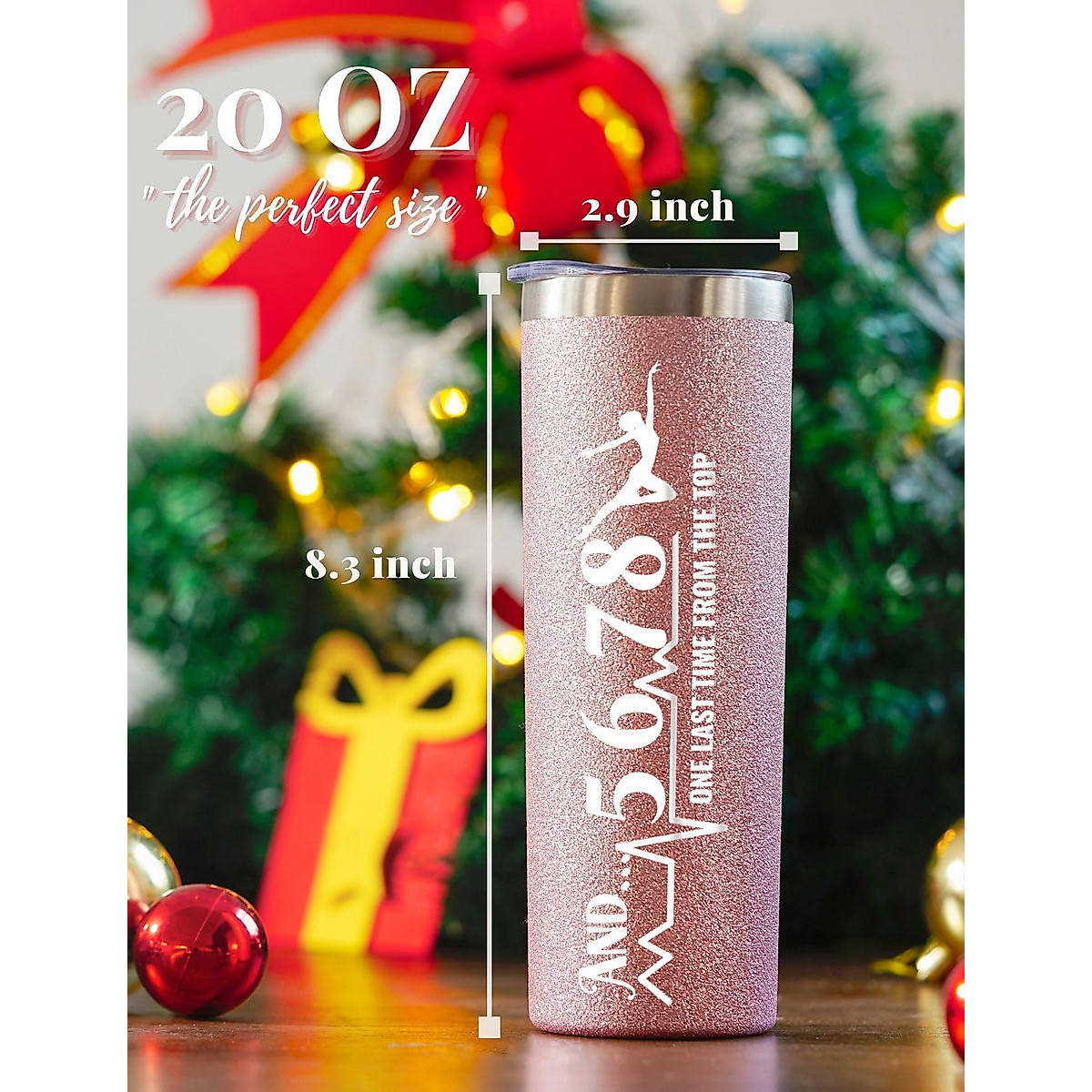 Onebttl Dance Teacher Gifts, Insulated Stainless Steel Wine Tumbler with Lid and Straw, 20 oz, Teacher Appreciation, Birthday, Christmas Gift, 5678, Glitter Rose Gold