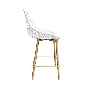 Jamesdar Camber Counter Chair (Set of 2), White/Natural