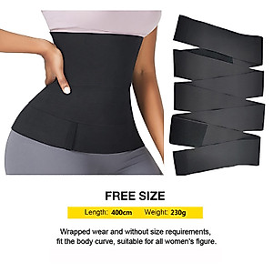 Lancsdom Snatch Me Up Bandage Wrap Adjustable Belly Waist Wrap for Women Waist Trainer Waist Trimmer waist wrap Belly Body Shaper Compression Wrap(4 meters) Black