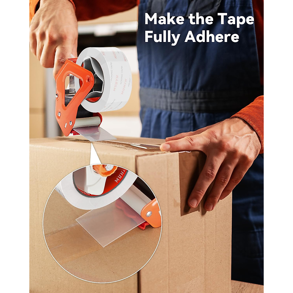 MUNBYN Packing Tape Dispenser, 2 Inch Tape Gun Dispenser for 3 inch Tape Core, Lightweight Tape Cutter Great with Blade Cover for Heavy Duty Shipping, Moving Mailing Box Sealing Carton Packaging