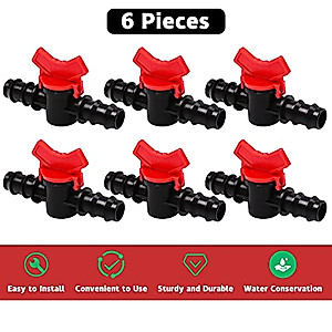 URATOT 6 Pieces Drip Irrigation Switch Valve 3/4 Inch Valve for 20mm Irrigation Tube, Hose Connectors Barbed Valve Suitable for Agricultura Garden