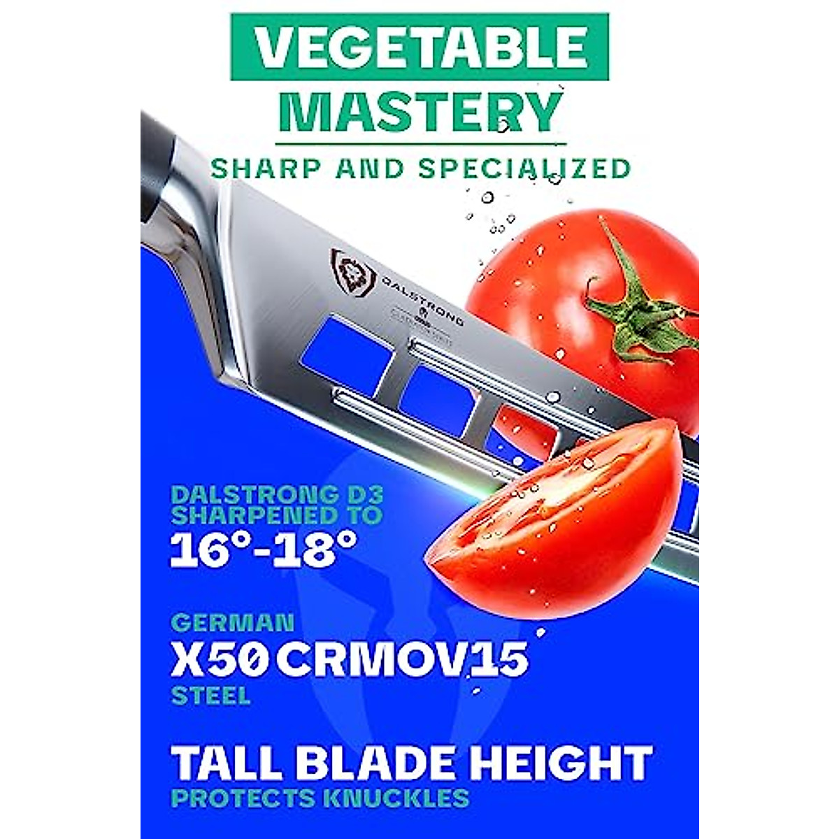 Dalstrong Vegetable Chef Knife - 8 inch - Gladiator Series Elite - Forged High Carbon German Steel - Full Tang - Black G10 Handle - w/Sheath - NSF Certified