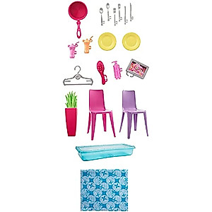 Barbie Doll and Dollhouse, Portable 1-Story Playset with Pool