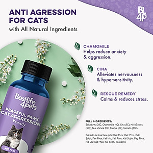 Anti Aggresion for Cats Calming Remedy - A Natural Diffuser and Cat Calming Aid for Stress, Spritefull Spraying, Scratcihng & Territorial Behavior - Non-Drowsy - 400 Odorless, Tasteless Pills