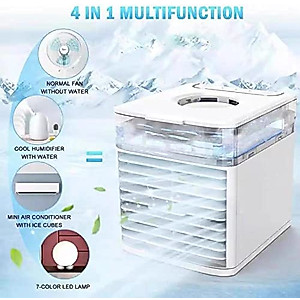 Hua Sheng Portable air conditioner, personal air cooler, 3-speed 7-color night light, mini air conditioner, table fan in room and office, air humidifier, air cooler with USB cable