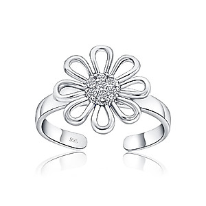 Hoops & Loops Sterling Silver Cubic Zironica Flower Toe Ring