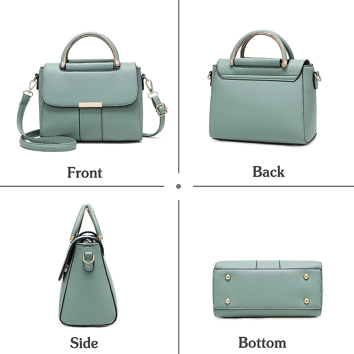 PORRASSO Fashion Shoulder Bag Women Handbag Top-Handle Bag Crossbody Bag PU Leather Messenger Bag Lovely Bag for Dating Shopping Daily Use Green