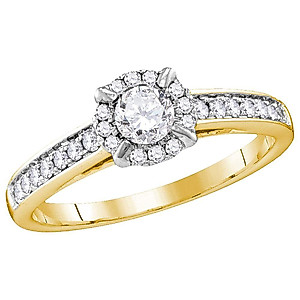 The Diamond Deal 14kt Yellow Gold Round Diamond Solitaire Bridal Wedding Engagement Ring 5/8 Cttw