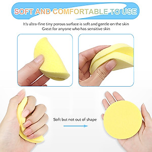120 Pieces Facial Sponge Compressed,Professional Makeup Removal Sponge,Round Face Cleaning Sponge for Spa,Exfoliating,Mask(Yellow,Pink,Blue)