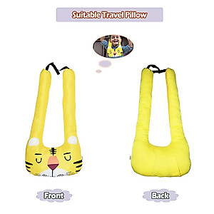 KAKIBLIN Multifunctional Portable Nursery Pillows for Car Seat, Head Support Stroller Pillow, Soft Organic Cotton Toddler Pillows for Sleeping and Feeding, Perfect for Travel, Toddler Cot,Yellow