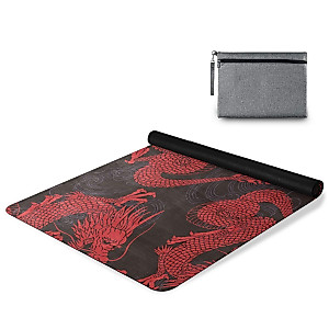 AGONA Vintage Red Dragon Yoga Mat Thick Non Slip Exercise Mat Portable Folding Fitness Workout Mat for Yoga Pilates Home Floor Exercises Children Playtime