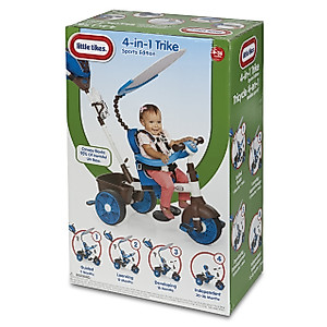 Little Tikes 4-in-1 Trike Ride On, Blue/White, Sports Edition