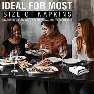 JME Fashion Napkin Holder, Square Black Flat Holders for Table, Dining Table, Kitchen Counter, Desktop. Black Kitchen & Dining Accessories, Napkin Dispenser with Flat Iron Holder, Indoor & Outdoor