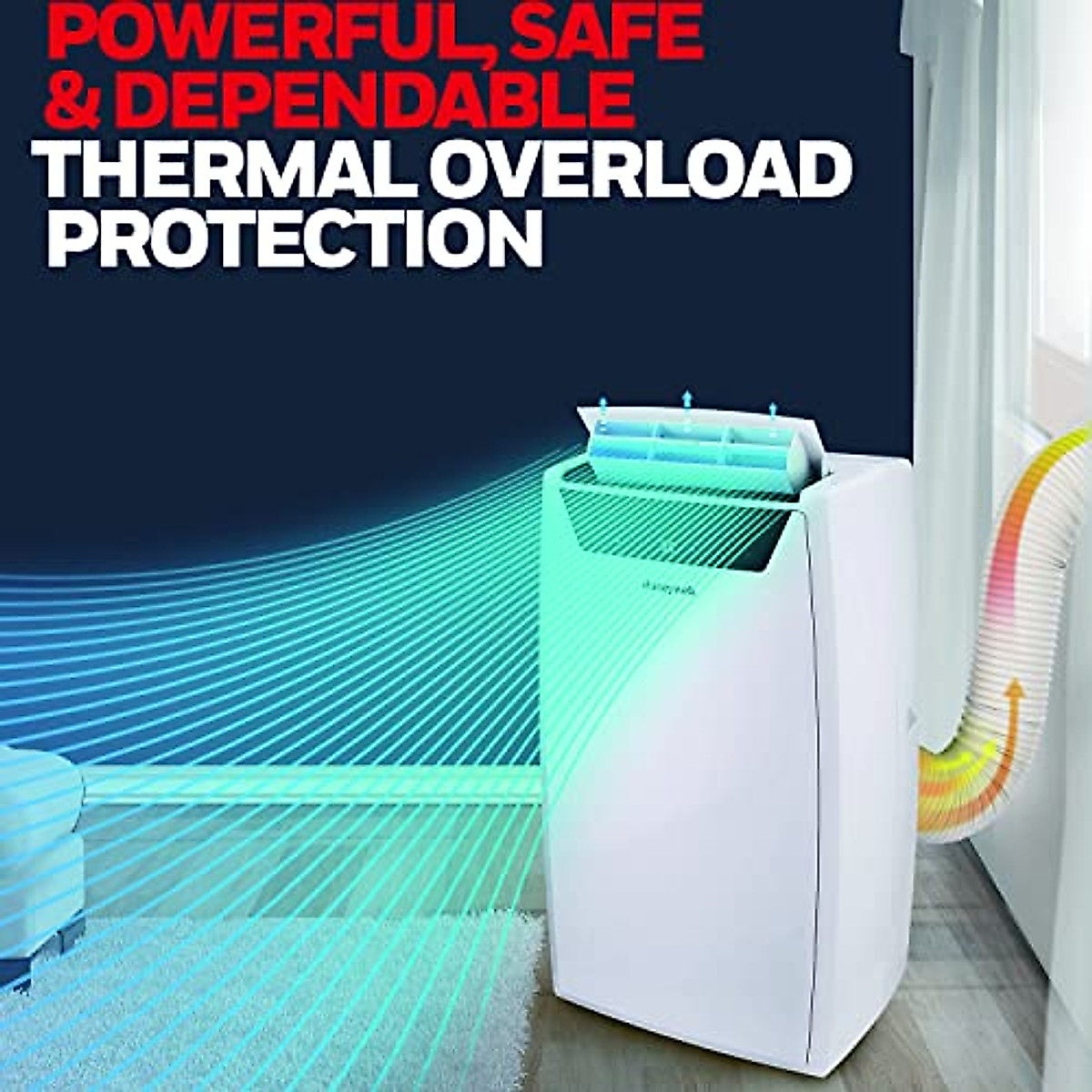 Honeywell 11,000 BTU / 50 Pint Portable Air Conditioner and Dehumidifier, Cools Rooms Up to 500 Sq. Ft, with Fan, Drain Pan, and Insulation Tape, (White)