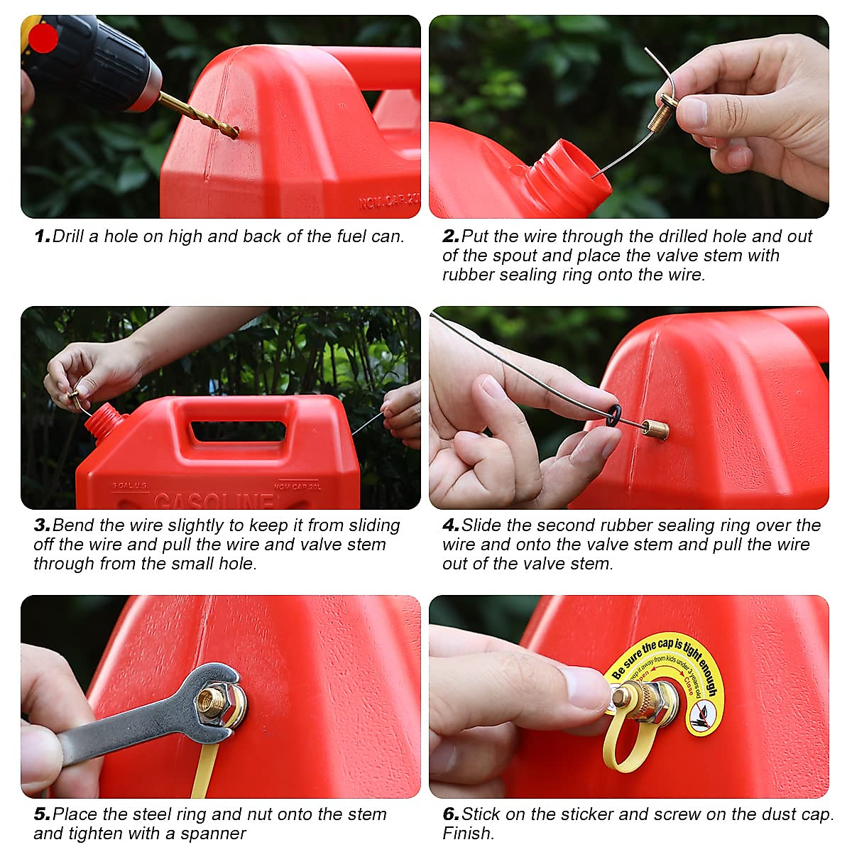 Magicfour Fuel Gas Can Vent Caps, 6 Pack Fuel Gas Tank Vent Caps Gas Can Replacement Vent Plug Gas Jug Vent Caps for Gas Fuel Water Can Jug to Allow Faster Flowing