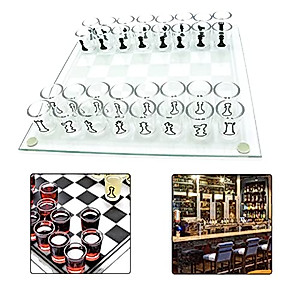 Nirelief Chess Set for Adults, Chess Board, Chess Sets Glass Chess Set Chess and Wine Cup Game Shot Drinking Glass Chess Set for Adult