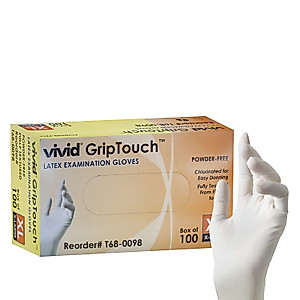 VIVID NaturalTouch Latex Examination Gloves – Powder Free, Food Safe – for Medical Use, Crafting, Pet Care, Painting, Cleaning (X-Large, 100 Pack)
