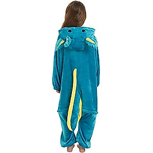 DarkCom Animal Onesie Flannel One Piece Cosplay Blue Axolotl Halloween Costume for Girls Boys